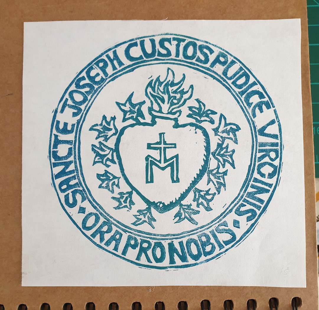 Linocut Print of the Most Chaste Heart of St. Joseph - Etsy