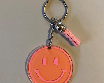 Smile Face Acrylic Keychain, Trendy Smile Bag Tag, Retro Keychain, Cute ...