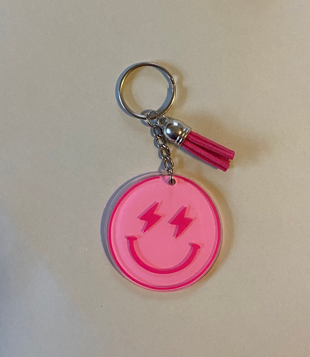 Smiley Face Keychain - Etsy
