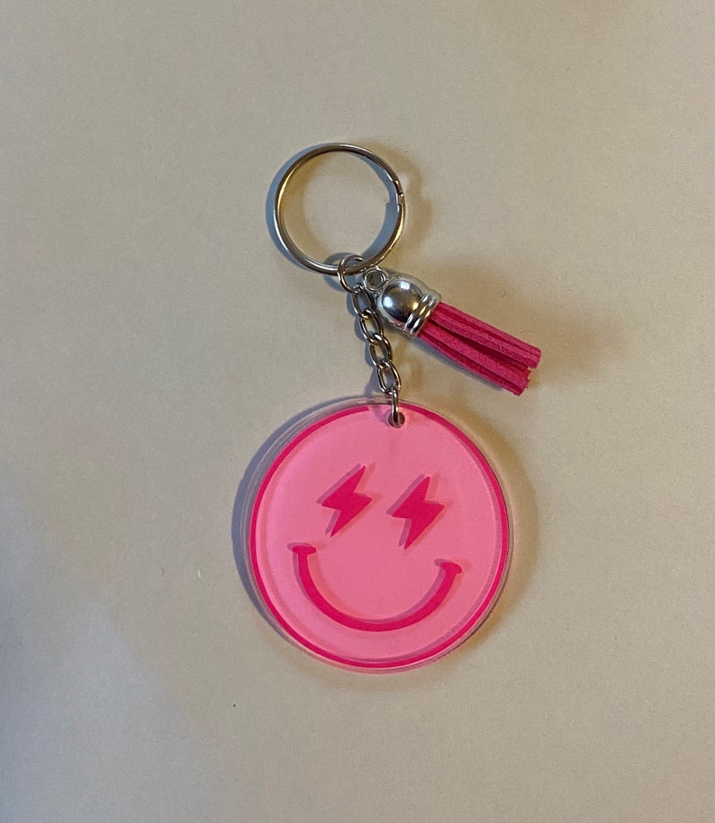 Smiley Face Keychain - Etsy