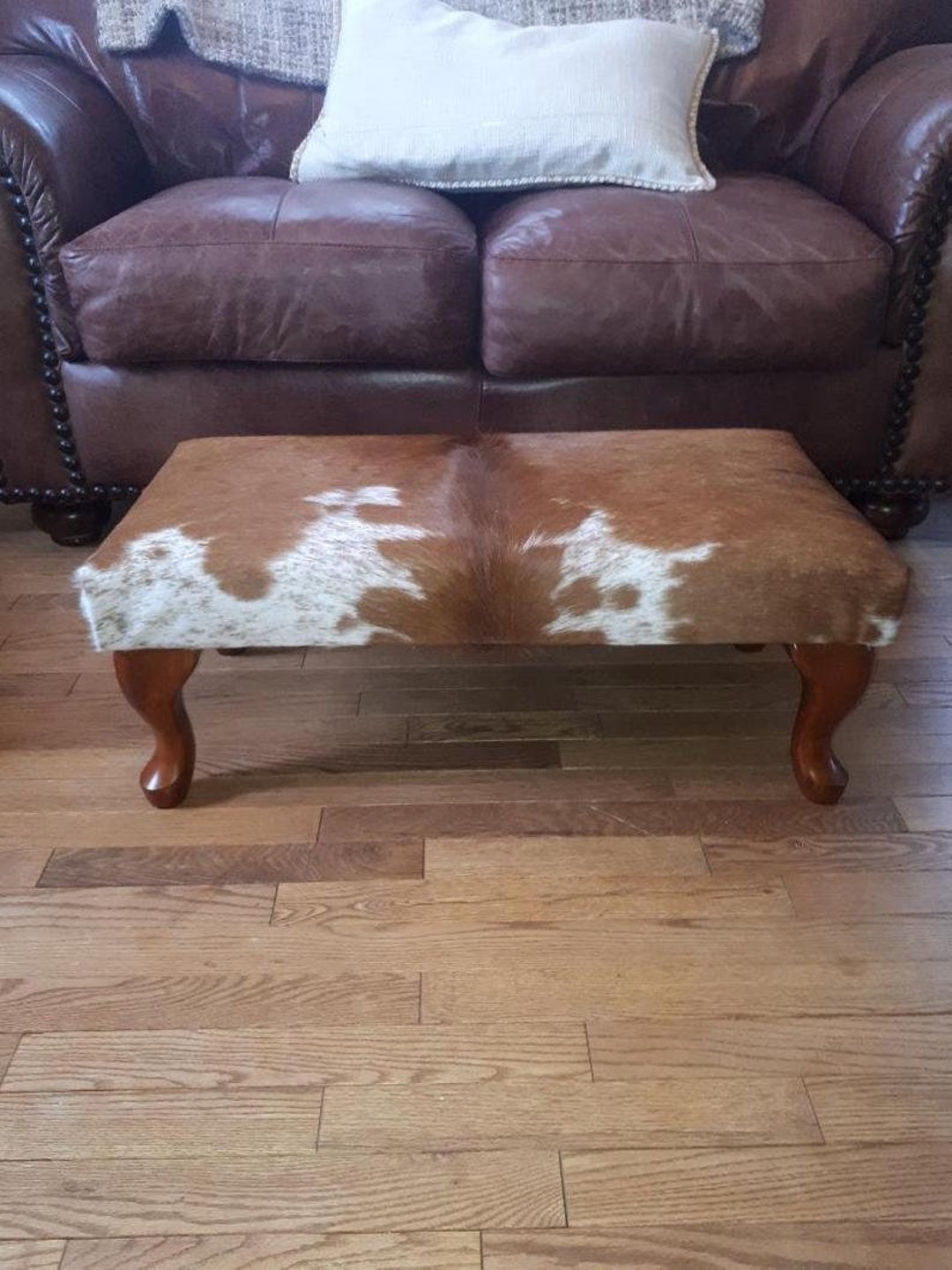 Genuine Brazilian Specked Cow Hide Cowhide Hair on Hide Ottoman ...