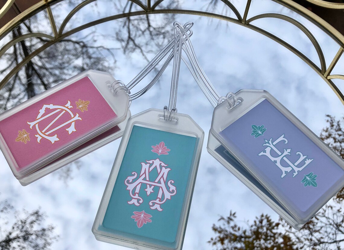Classic monogram bag tag personalized luggage tag gift for | Etsy