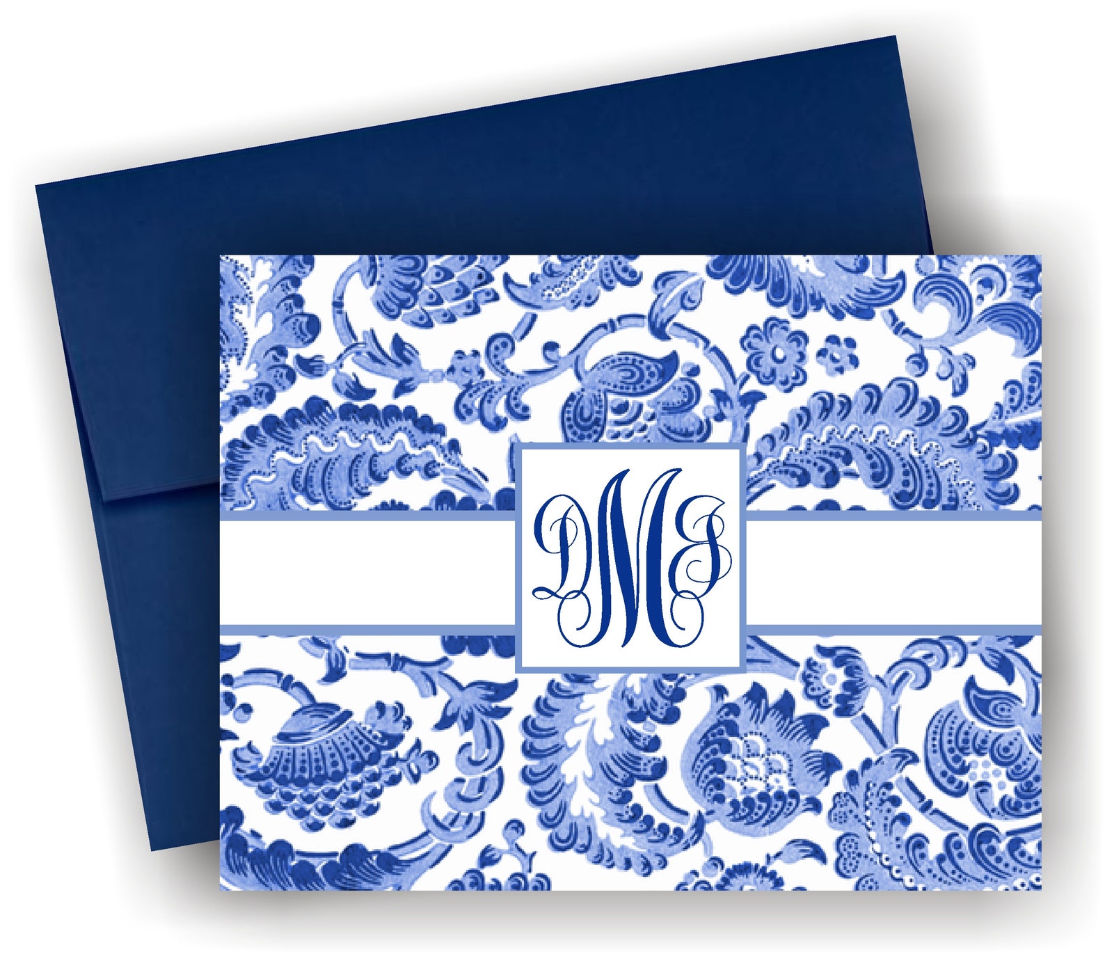 Set of Flat Note Cards in Blue and White With Matching - Etsy