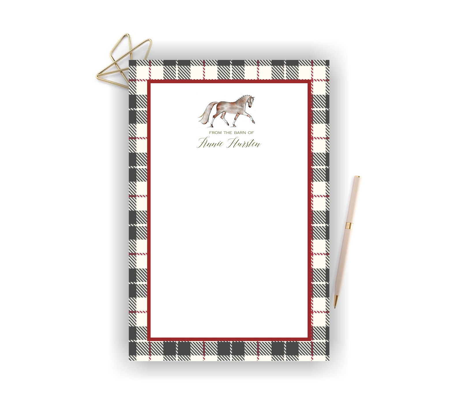 Personalized Horse Notepad Monogram Horse Stationery Horse | Etsy