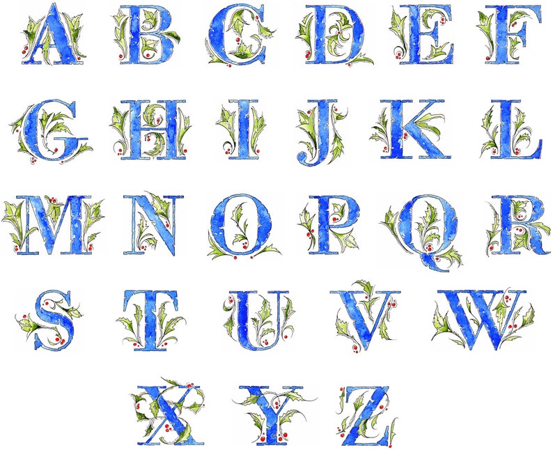 Blue Watercolor Initial Flat Note Cards, Personalized Set of Notecards ...