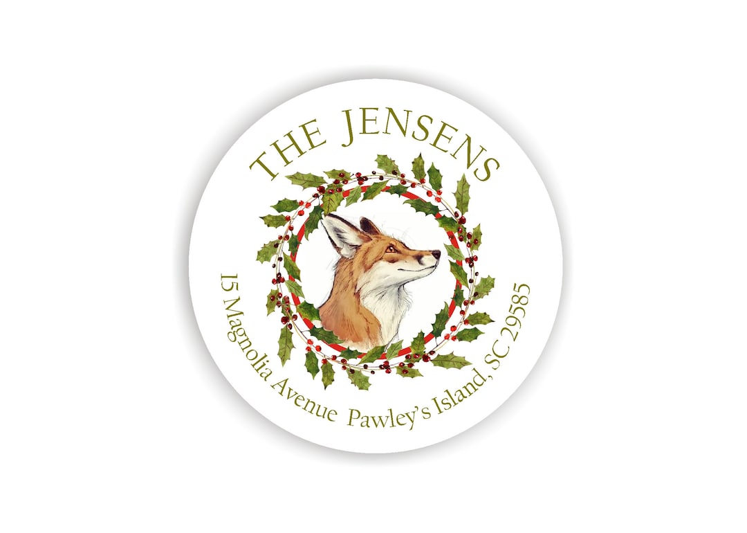 Smiling Fox Address Label, Personalized Christmas Address Labels, Fox ...