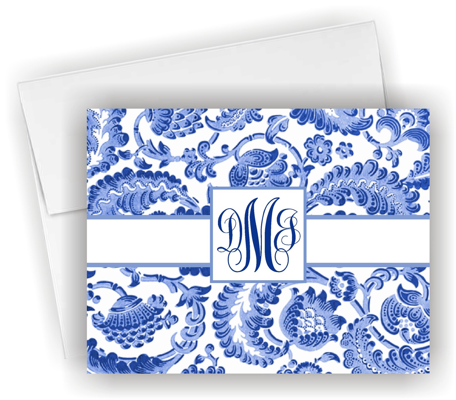 Set of Flat Note Cards in Blue and White With Matching - Etsy