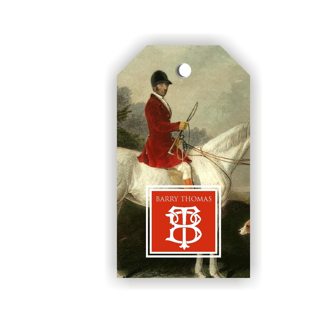 Fox Hunting Gift Tags, Monogrammed Gift Tags, Gift for Horse Lover ...