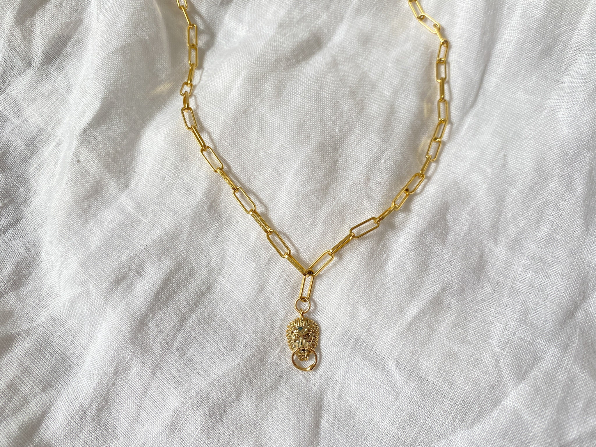 Lion's Mane Gold Chain Necklace 17 inches Thick Gold | Etsy