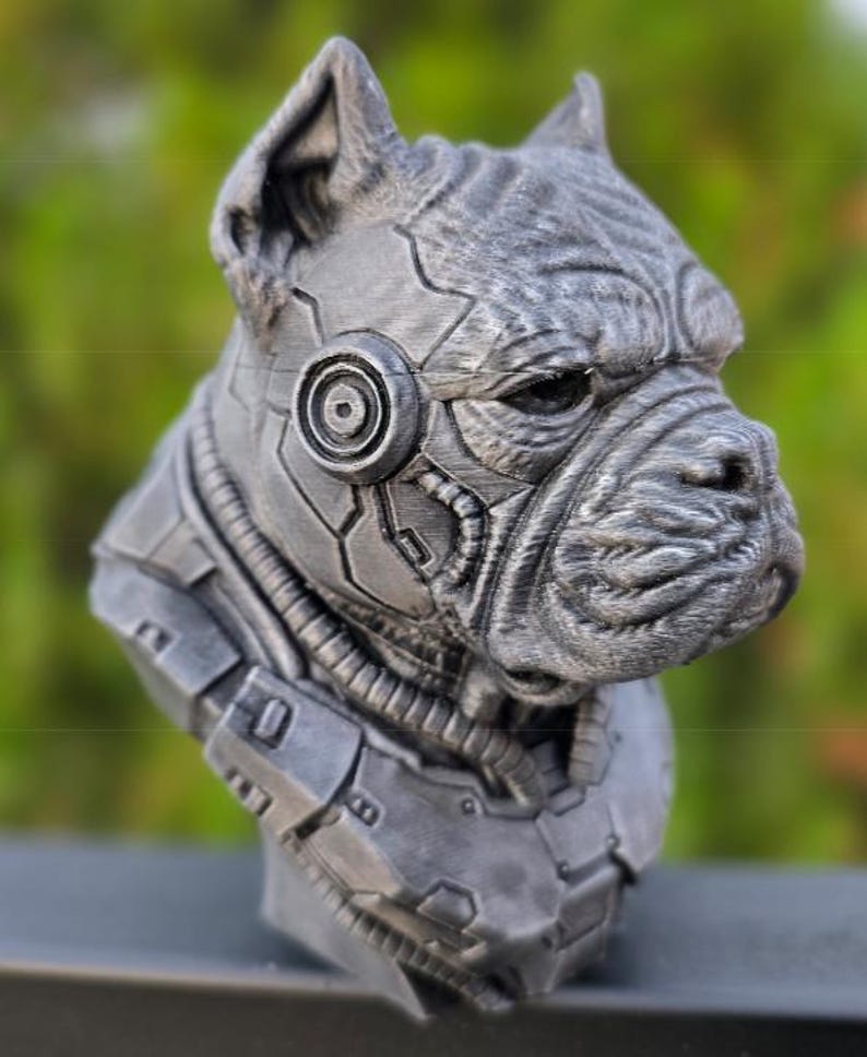 Cyberpunk American Bully Bulldog Bust, Weenie Dog Bookend, Mantle ...