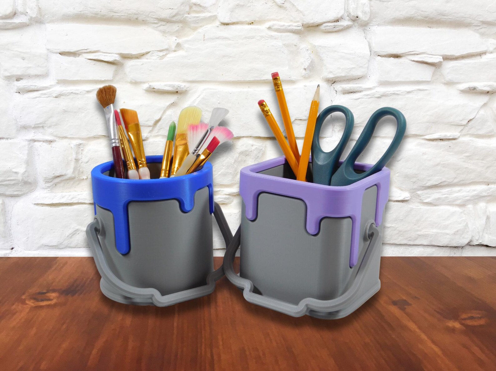 Paint Bucket Pencil Holder, Desk Organizer for Art Supplies, Paint Drip ...