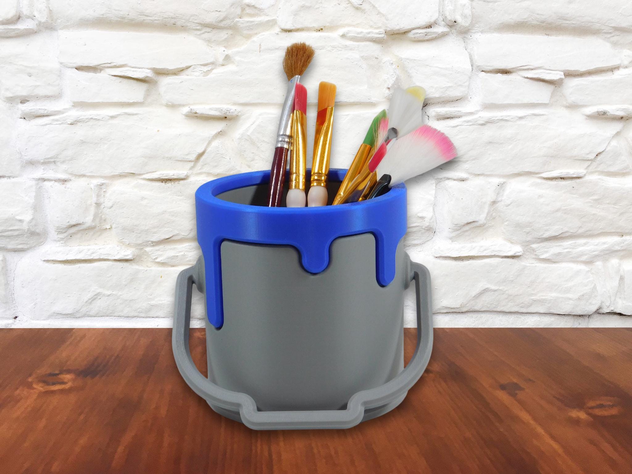 Paint Bucket Pencil Holder, Desk Organizer for Art Supplies, Paint Drip ...