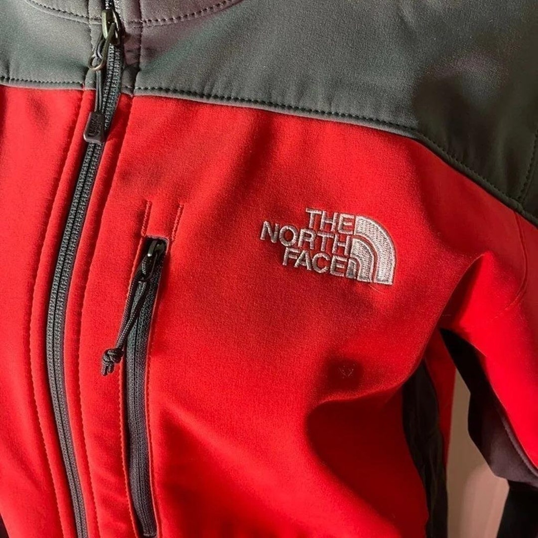 North Face Jacket Red Grey Medium Size Fleece Lined - Etsy