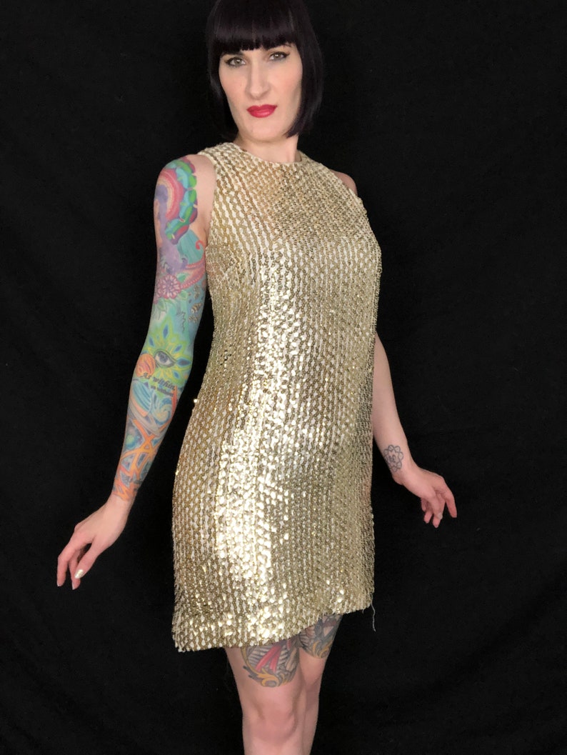 Dazzling Vintage 1960's Metallic Gold Fully Sequined Mod | Etsy