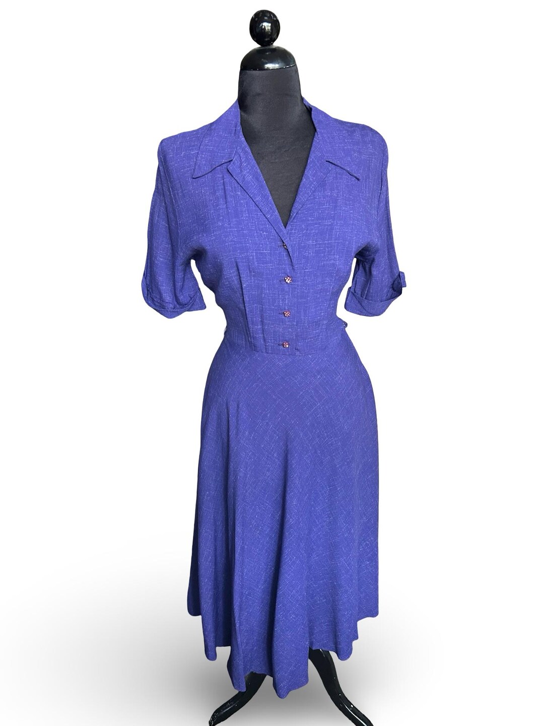VOLUP Vintage 1940's Purple Fleck Rayon Wool Fit N Flare Swing Dress ...