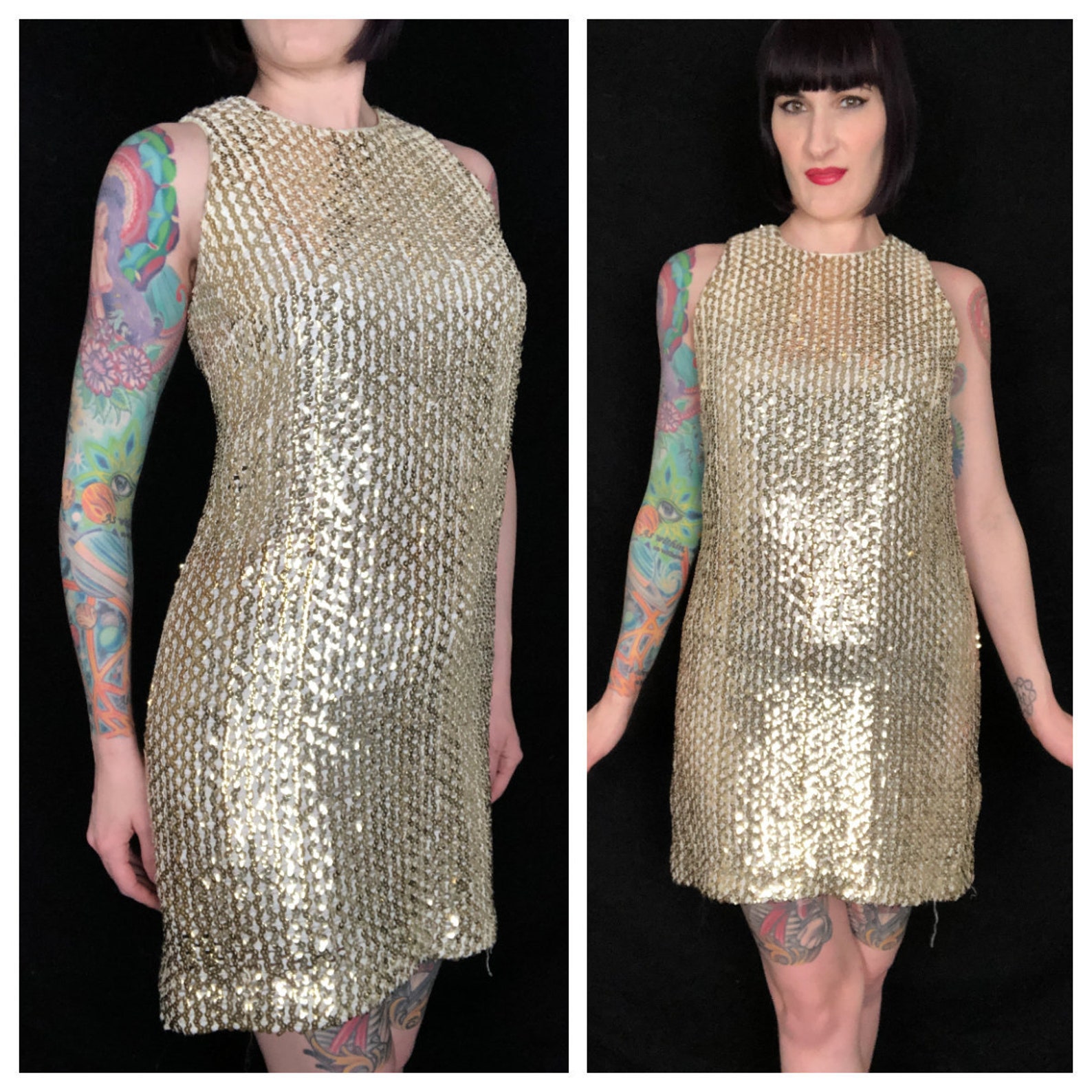 Dazzling Vintage 1960's Metallic Gold Fully Sequined Mod | Etsy