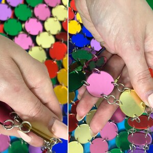 RAINBOW Paco Rabanne Style Shiny Mirror Acrylic Circles Chainmaille ...