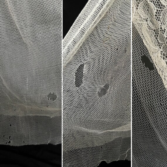 Vintage 1940's Ivory White Lace & Mesh Gown - Wedding… - Gem