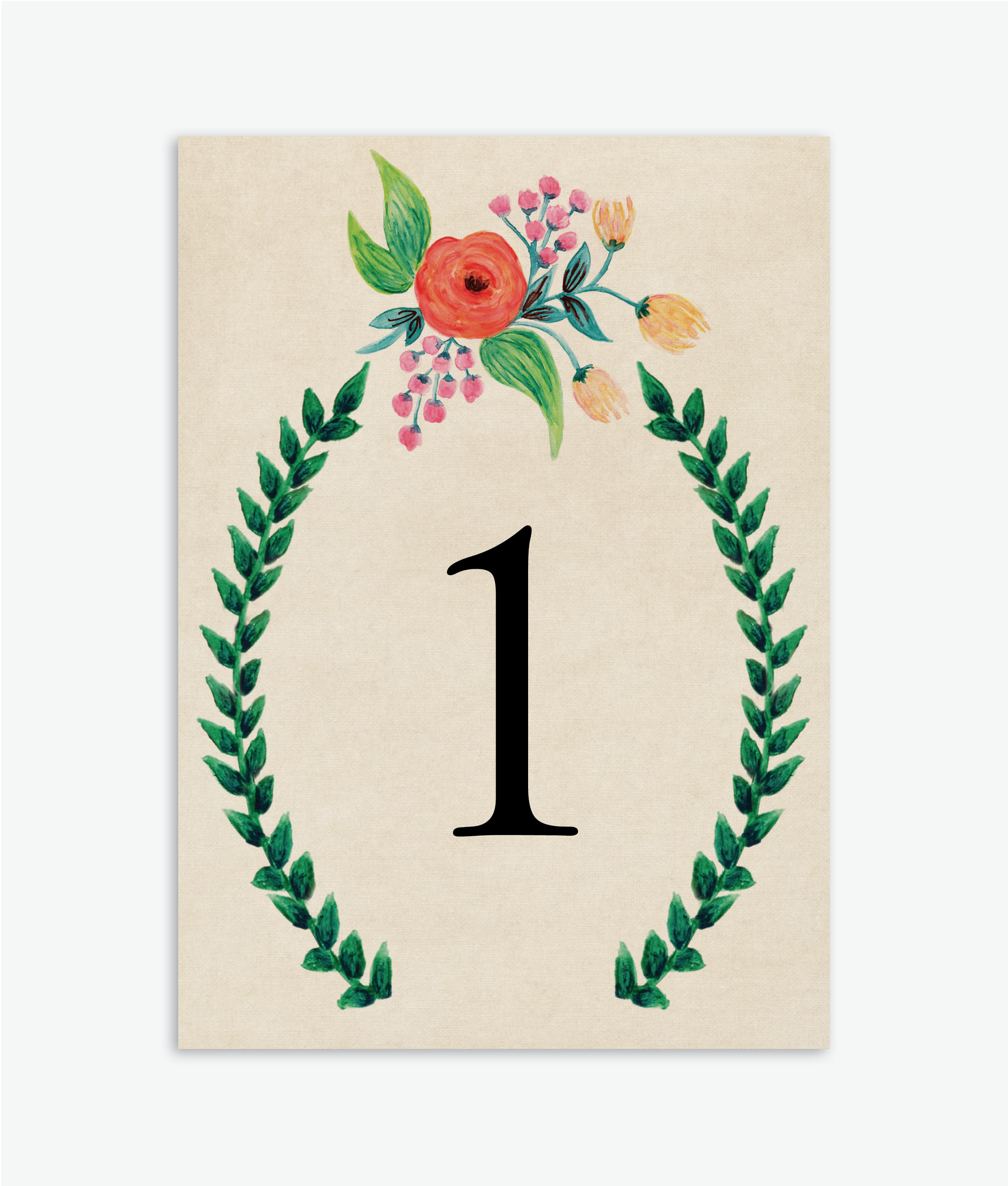 5x7 Rustic Hand-Painted Floral Wedding Table Numbers 1-10 | Etsy