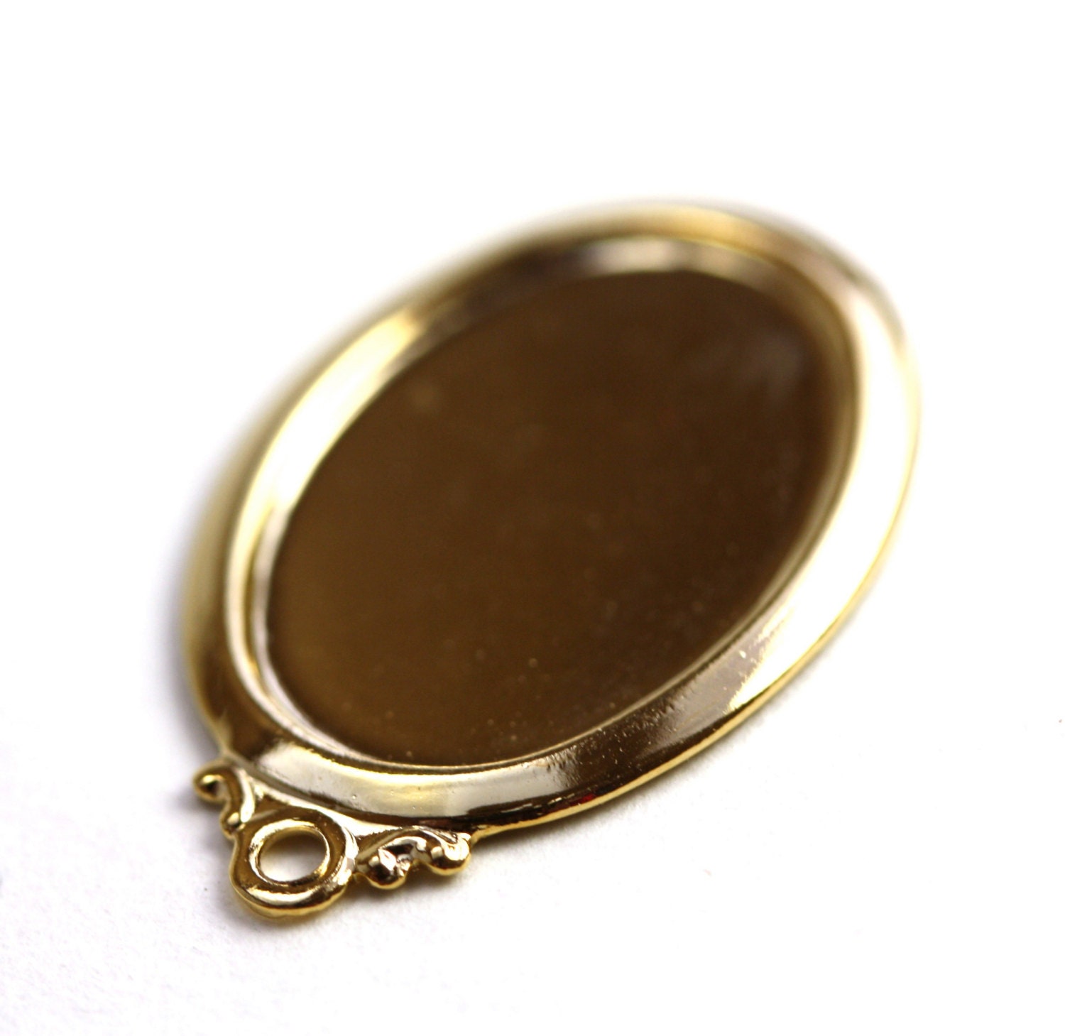 New Gold Plated Bezel Oval Charms. Art Deco Pendants. Vintage Style ...