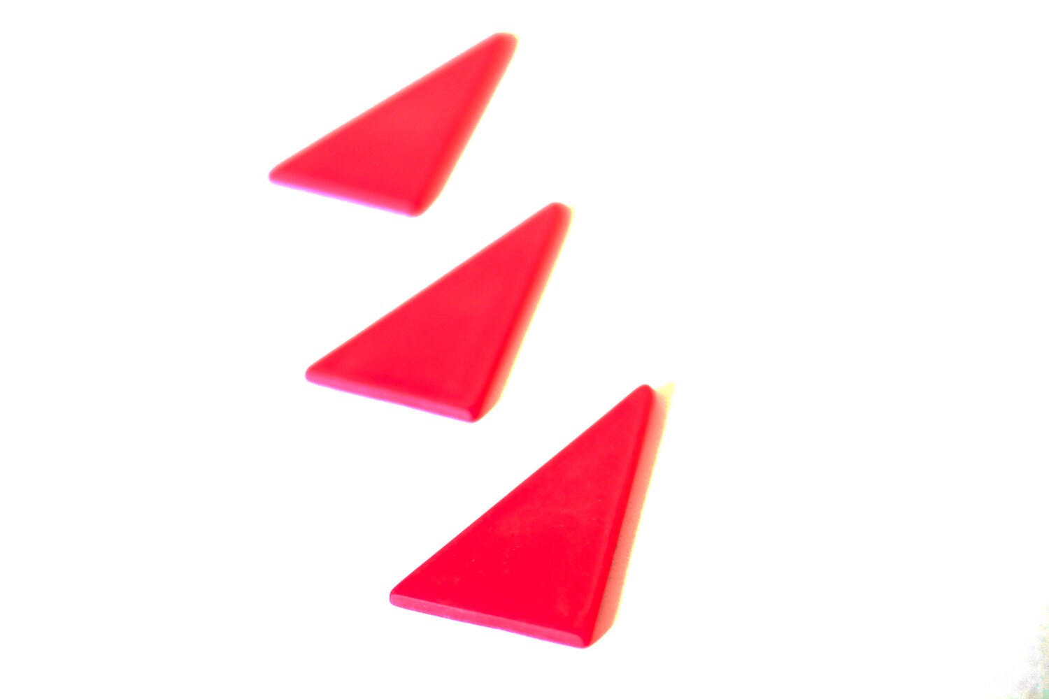 90s' Fluorescent Pink Triangles. Vintage Geometric Fluo Form. 3 Pieces ...