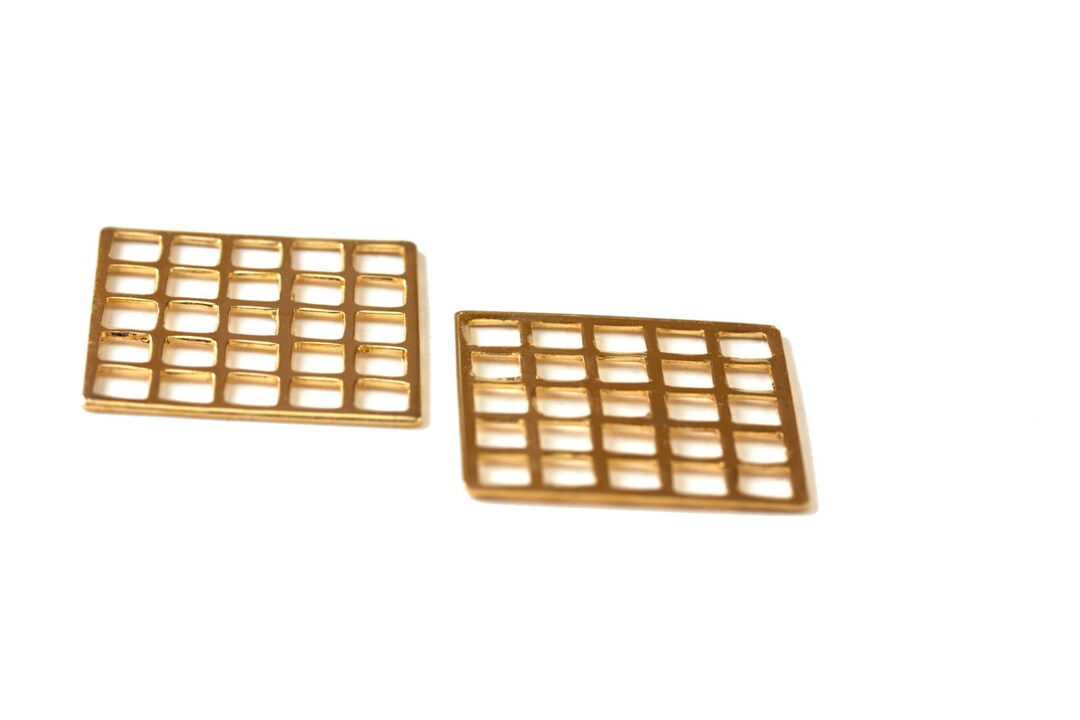 Gold Square Art Deco Findings. Gold Geometric Squares. Plaid Shape ...