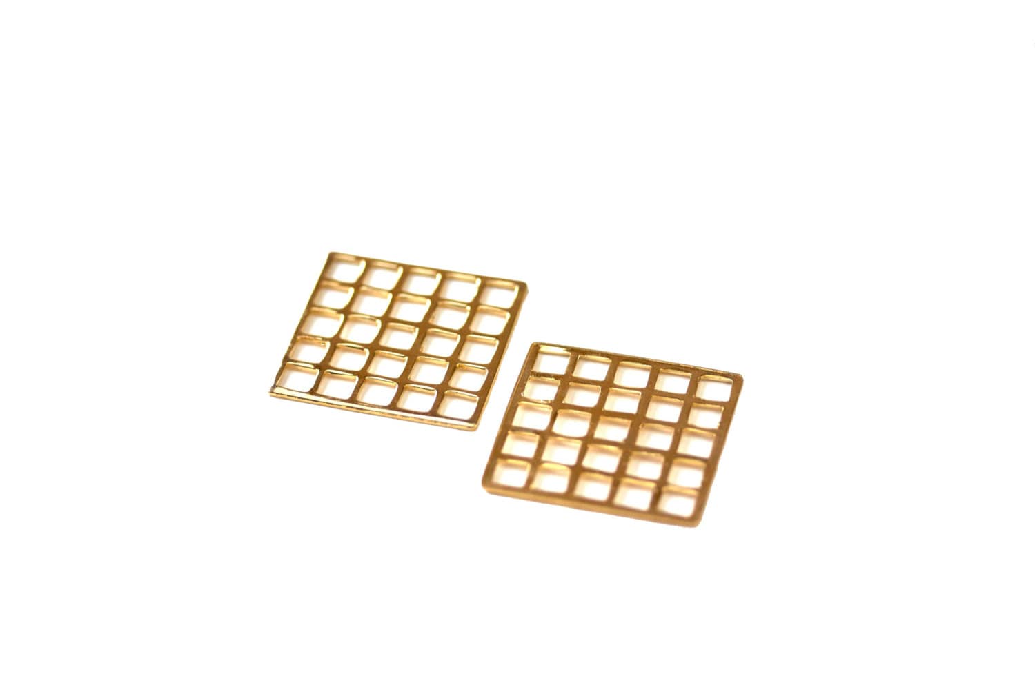 Gold Square Art Deco Findings. Gold Geometric Squares. Plaid - Etsy