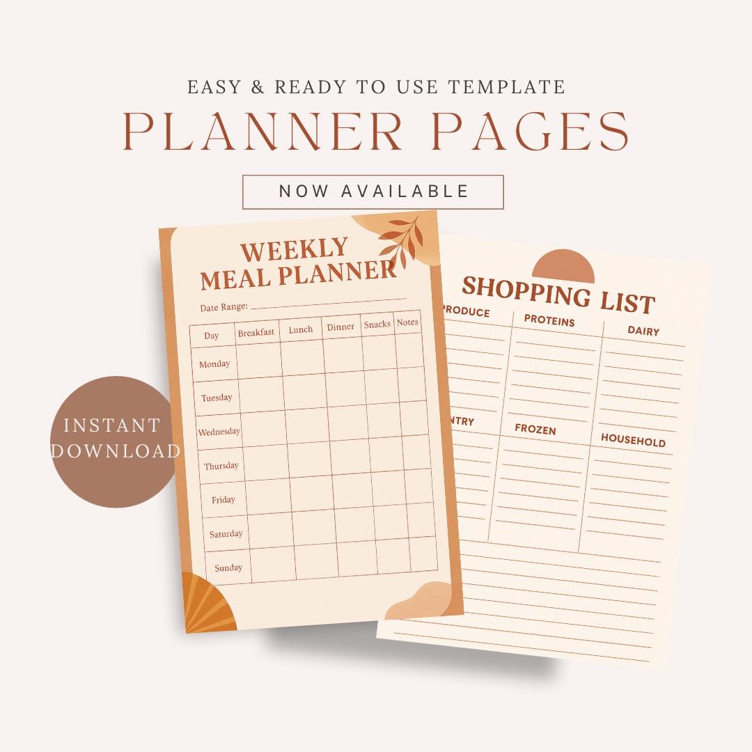 Boho Weekly Meal Planner Printable | Aesthetic Meal Planning Sheet ...