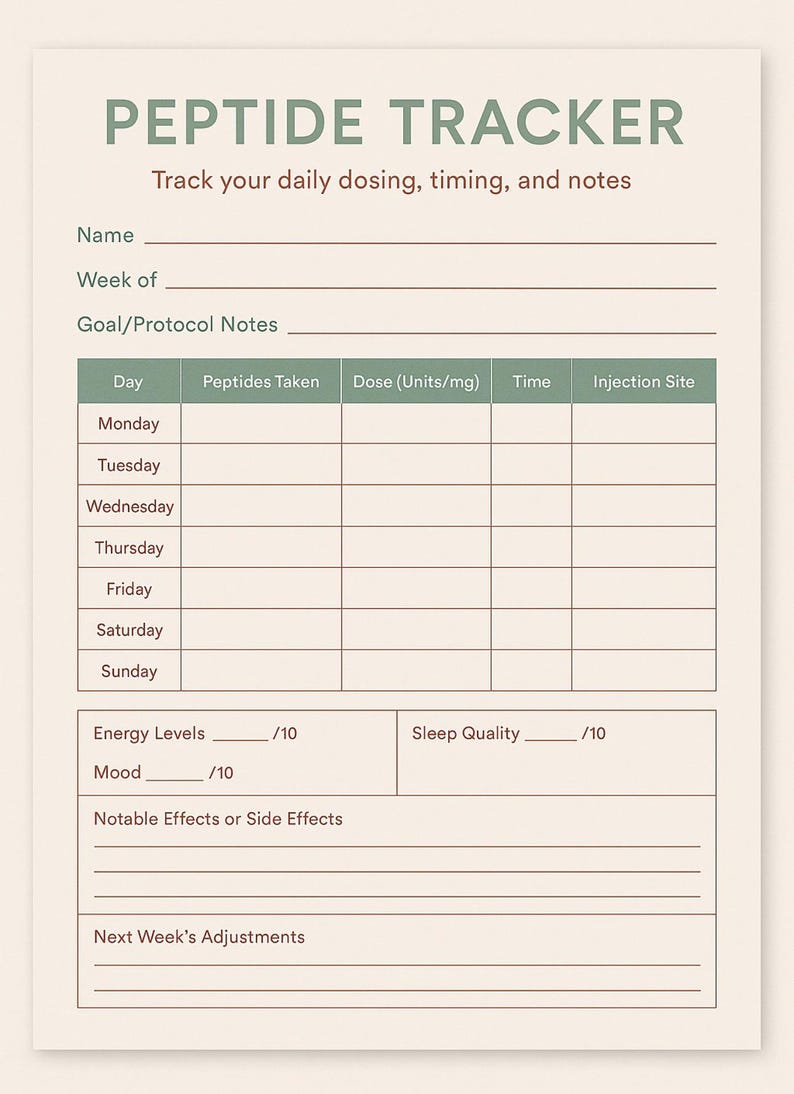 Boho Peptide Tracker: Weekly Wellness Log (digital Download) - Etsy