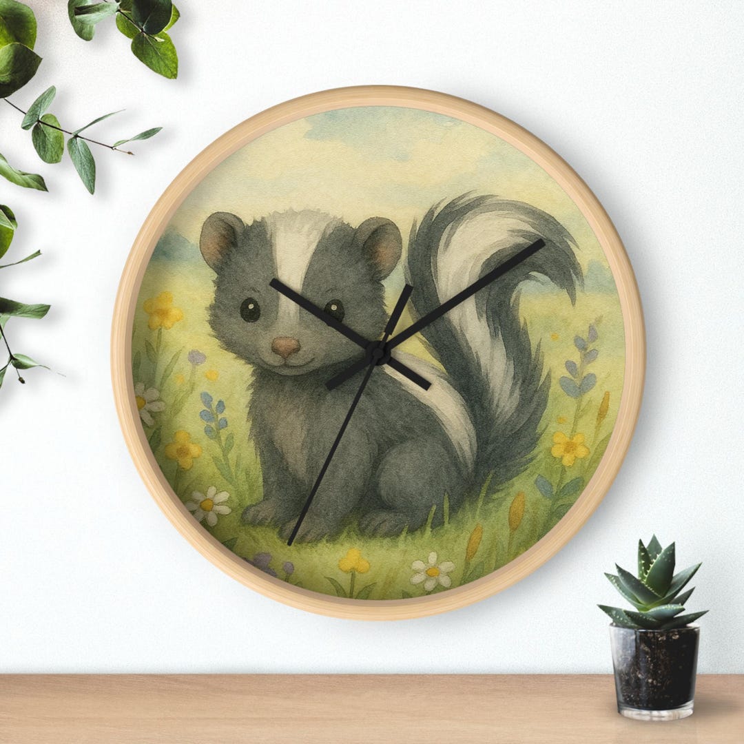 Whimsical Skunk Wall Clock: Kids Nursery Decor, Playroom Accent - Etsy
