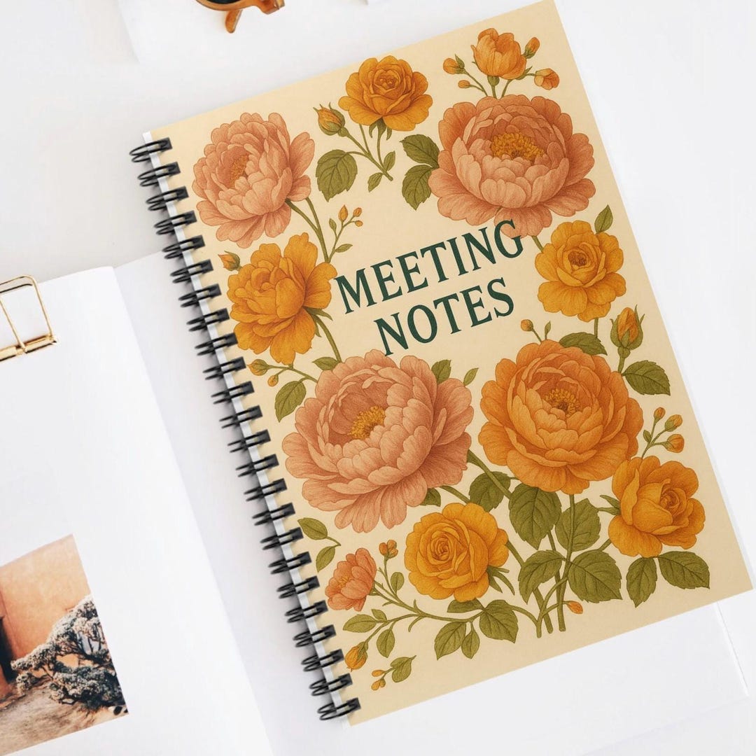 Floral Spiral Notebook, Charming Meeting Notes Journal, Gift for ...