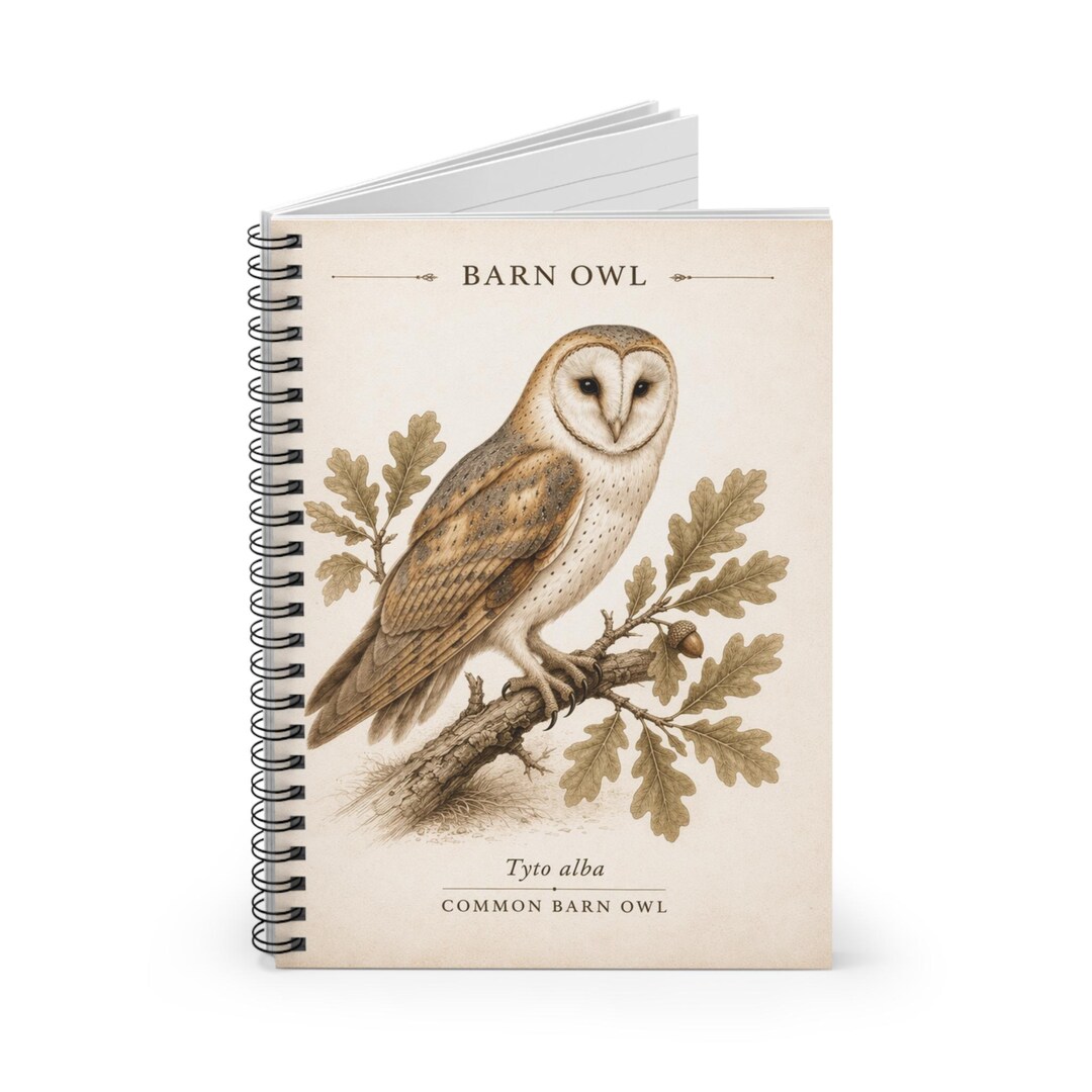 Barn Owl Illustration Spiral Notebook | Ruled Lined Journal - Etsy