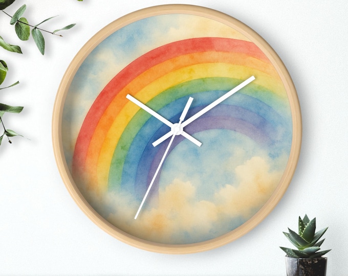 Rainbow Magic Wall Clock • Colorful Bohemian Art • Multicolor Spring ...