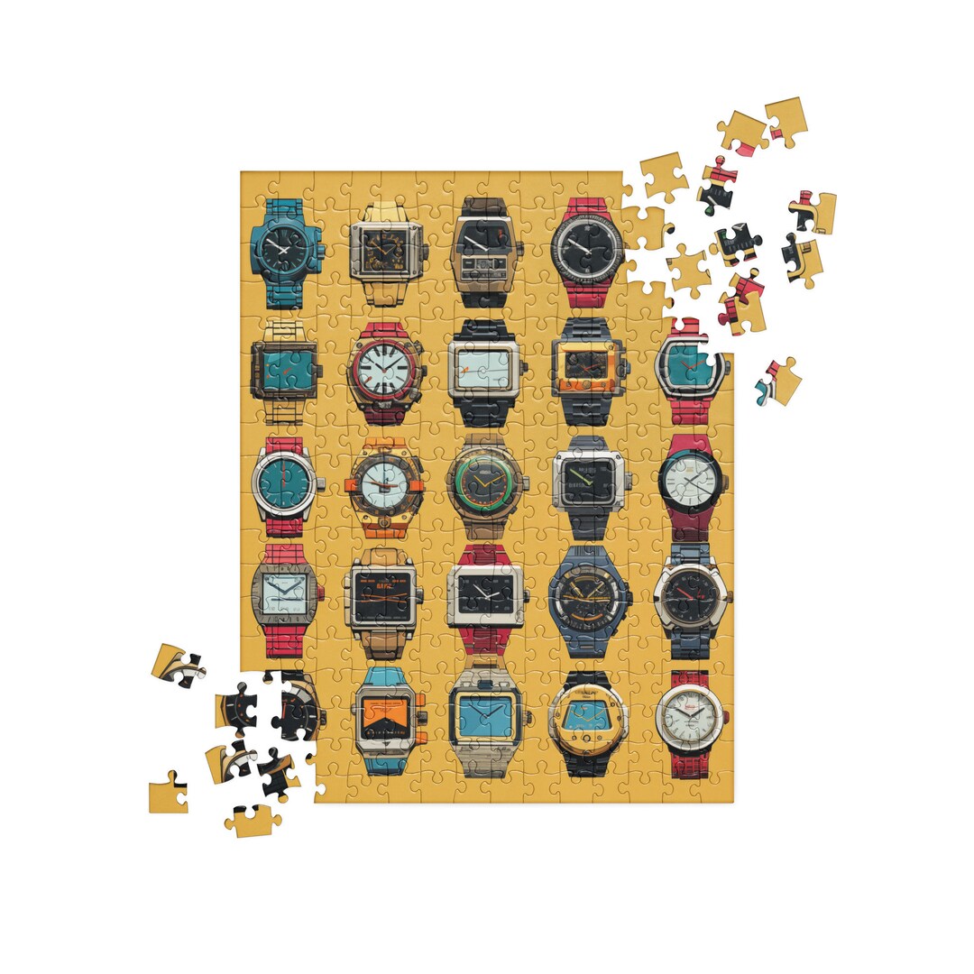 Watch Art Puzzle - Digital Watches Graphic Yellow - Etsy