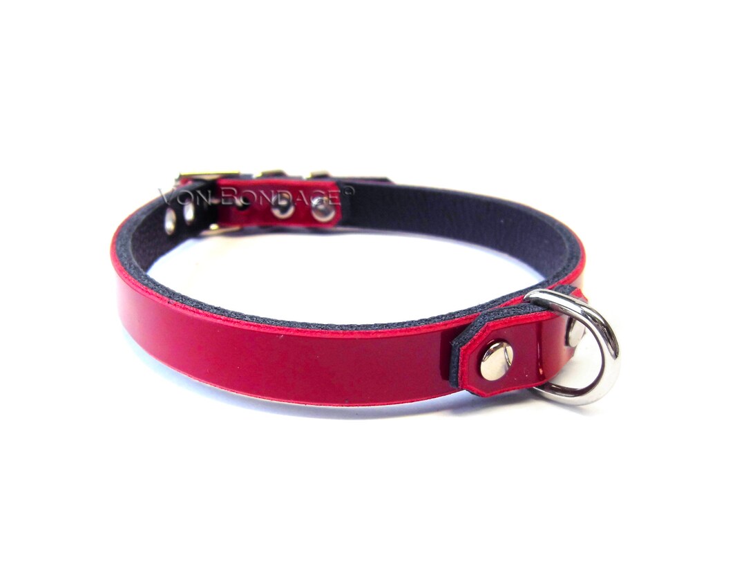 BDSM Day Collar in Red Patent Leather, Bondage Collar, Red Collar ...