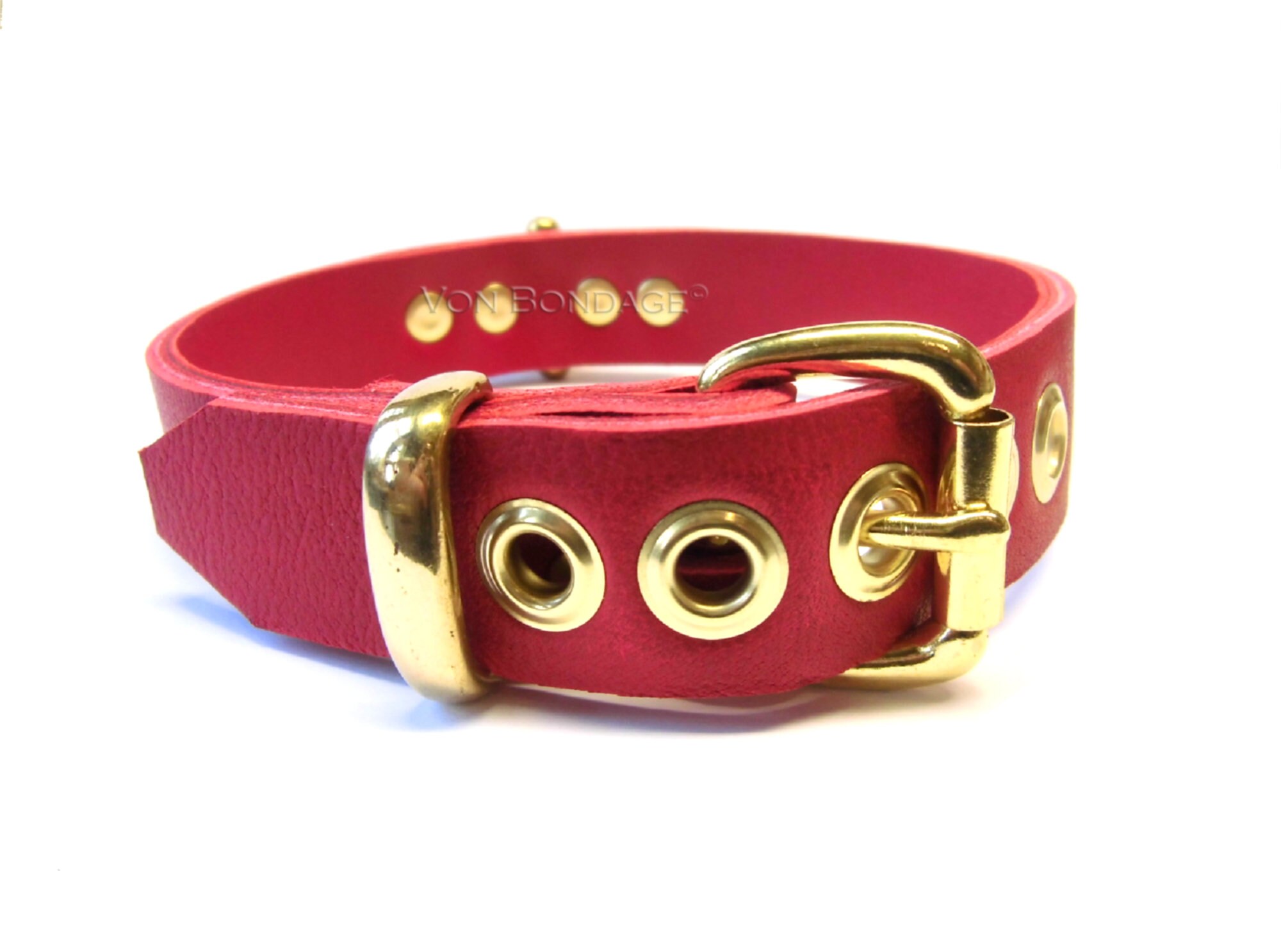 Red BDSM Collar in Solid Brass Red Leather Bondage Collar - Etsy Hong Kong