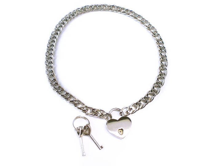 Chain BDSM Lockable Slave Sub Collar With Heart Padlock - Etsy