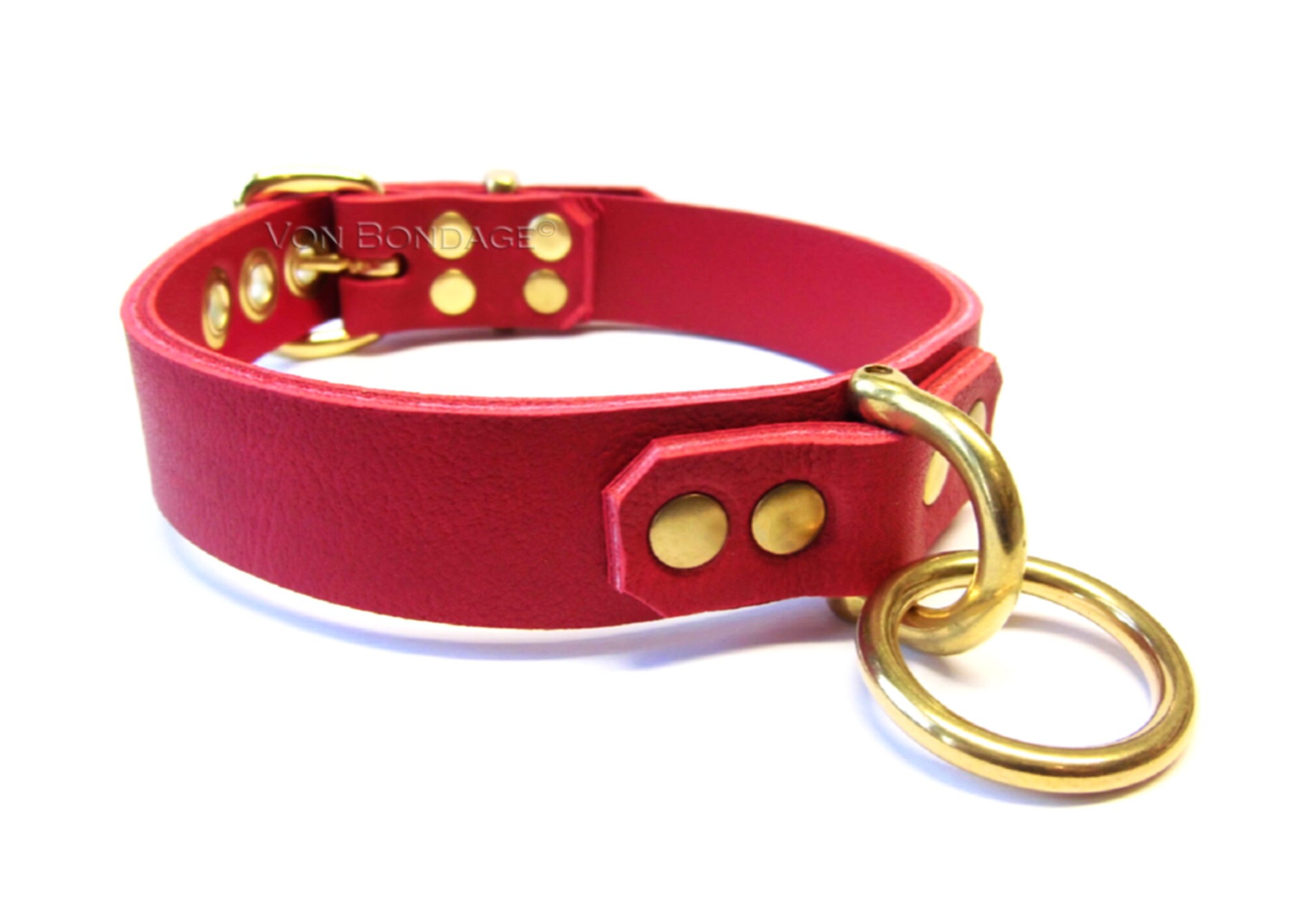 Red BDSM Collar in Solid Brass Red Leather Bondage Collar - Etsy Hong Kong