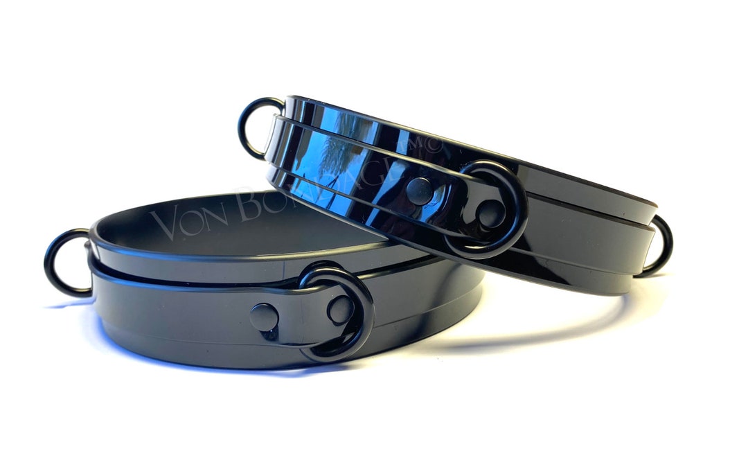 PVC BDSM Thigh Restraints Triple Black D-rings, Vegan, Non Leather ...