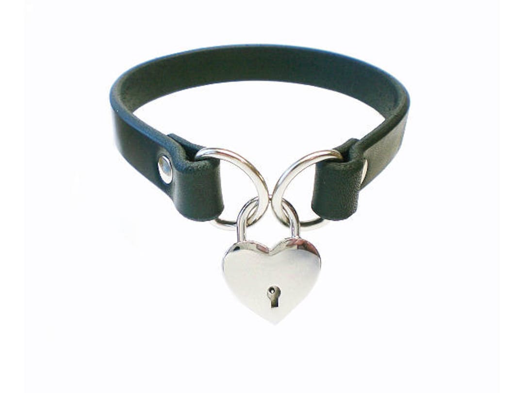 BDSM Collar, Heart Lock Collar, Bondage Collar, Ddlg Collar, Locking ...