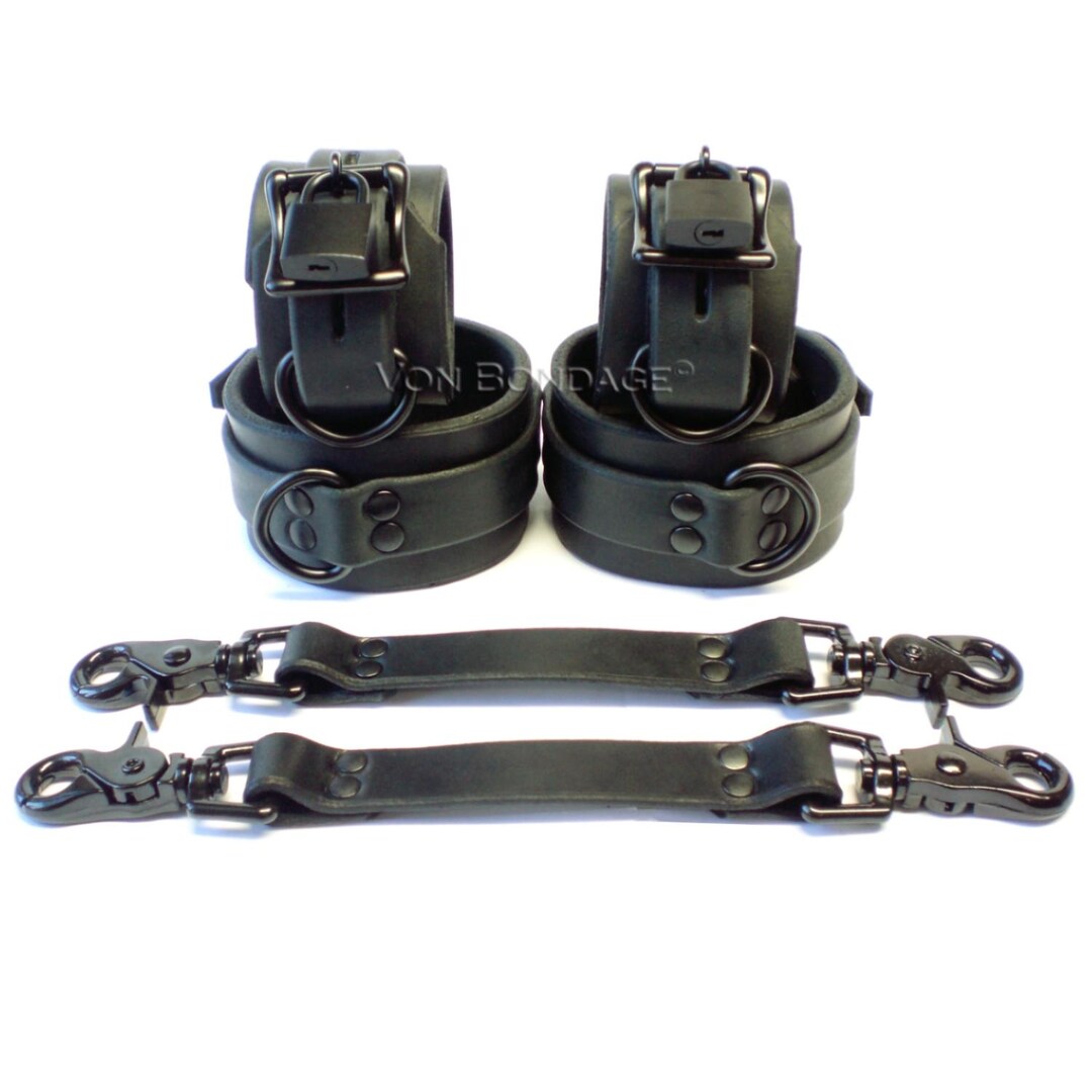 Restraints Set in Latigo Leather | BDSM Bedroom Kit With Wrist & Ankle ...