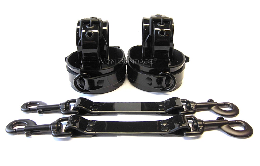 PVC BDSM Cuff Set W/bondage Straps, Vegan Non Leather, Wrist Ankle ...