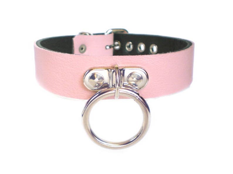 BDSM Collar in Pink Leather Ring Collar slave/sub Collar | Etsy