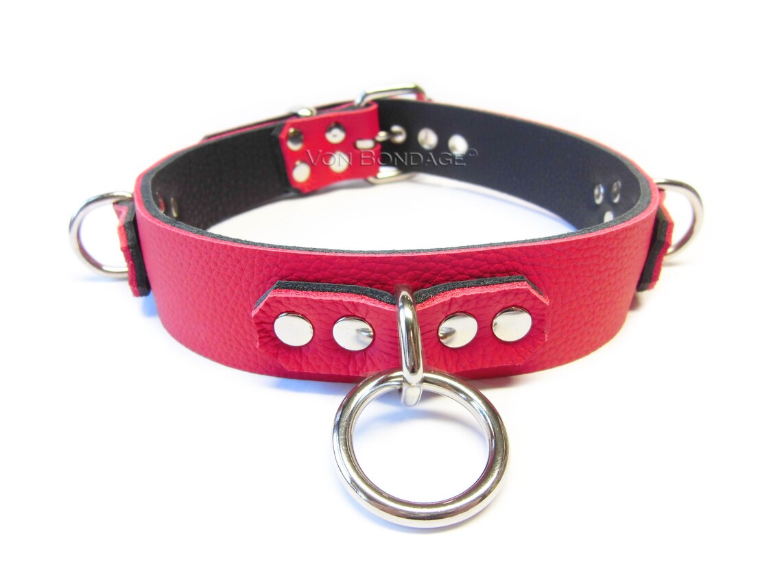 Red BDSM Collar Leather Bondage Collar Sub Collar Slave - Etsy