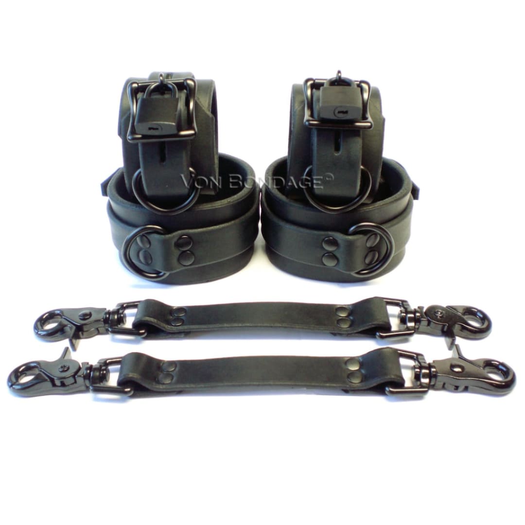 Restraints Set in Latigo Leather | BDSM Bedroom Kit With Wrist & Ankle ...