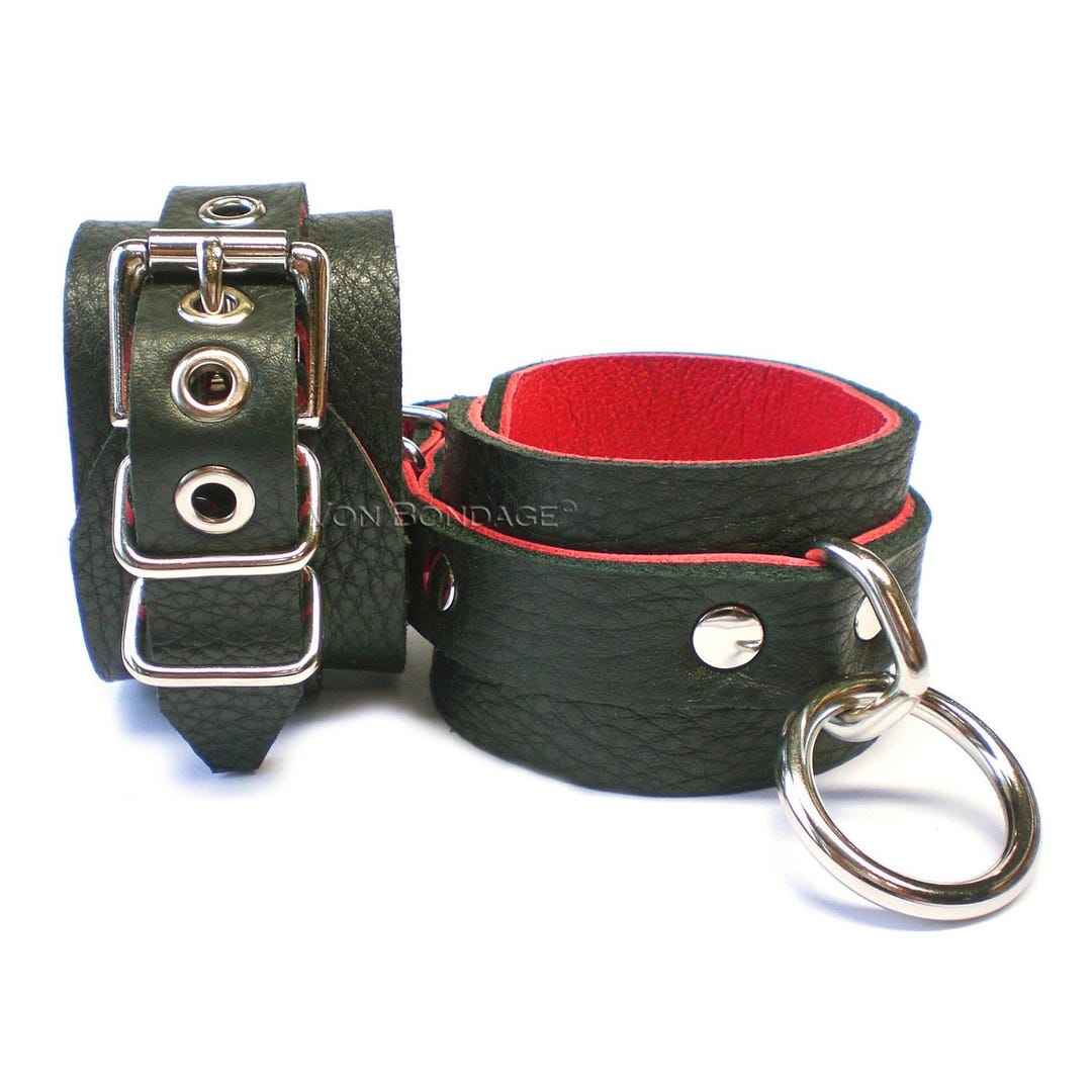 Pair BDSM Restraints for Wrists or Ankles | Bondage Cuffs Lined in Red ...