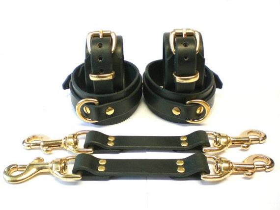 BDSM Restraints Set in Brass Leather Restraints Wrist/ankle | Etsy