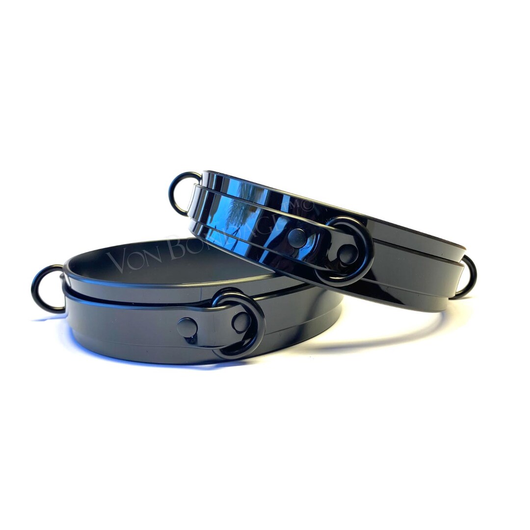 PVC BDSM Thigh Restraints Triple Black D-rings, Vegan, Non Leather ...