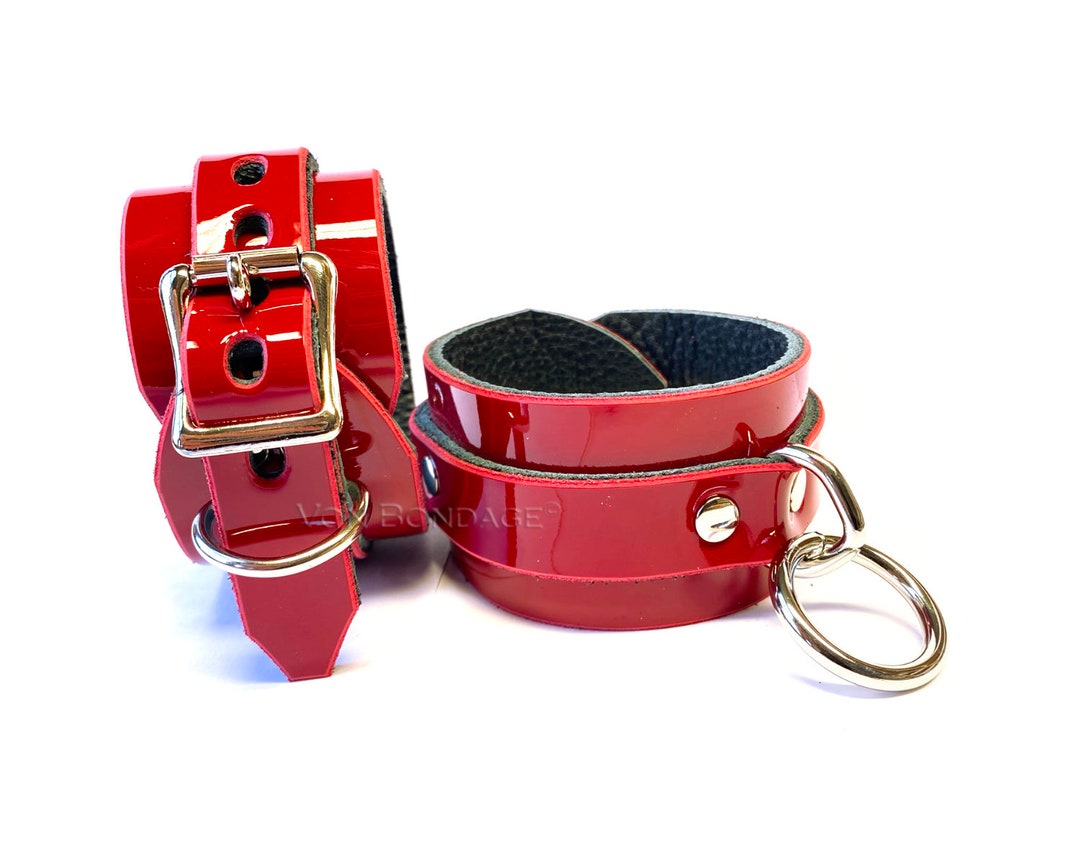 Shiny Red Patent Leather Restraints W/bondage Rings Custom Sized for ...