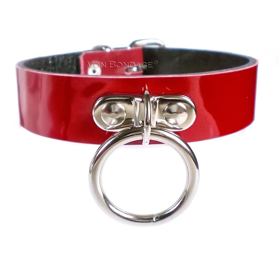 BDSM Collar in Red Patent Leather, Bondage Collar, Red Collar, Shiny ...